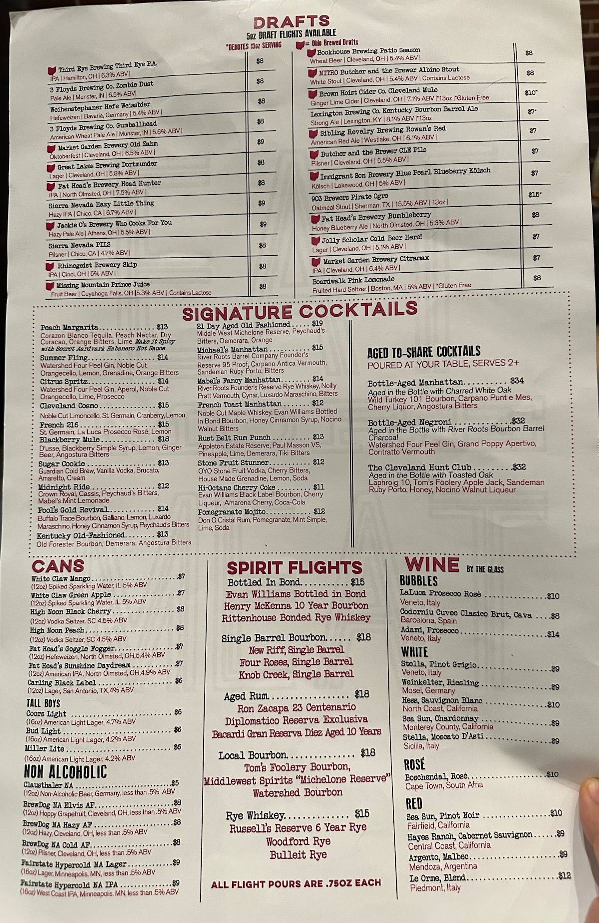Menu at Mabel's BBQ, Cleveland