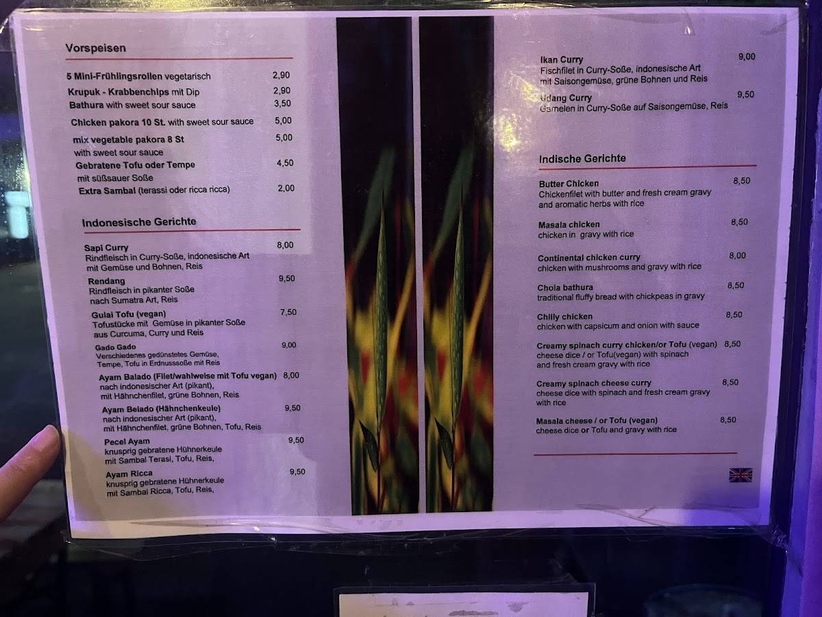 Menu at Mabuhay restaurant, Berlin, Hafenpl. 6