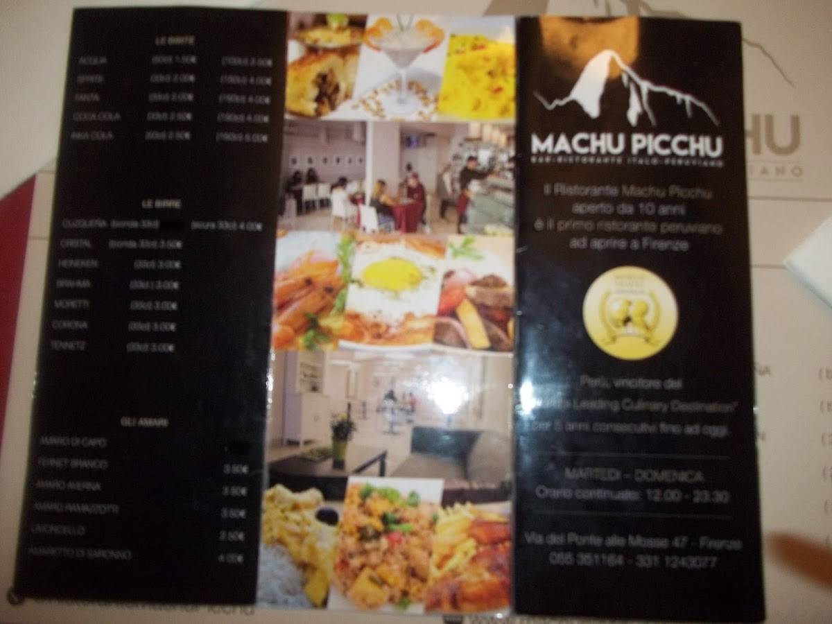 Menu at Machu Picchu Ristorante Italo Peruviano, Florence, Via del ...