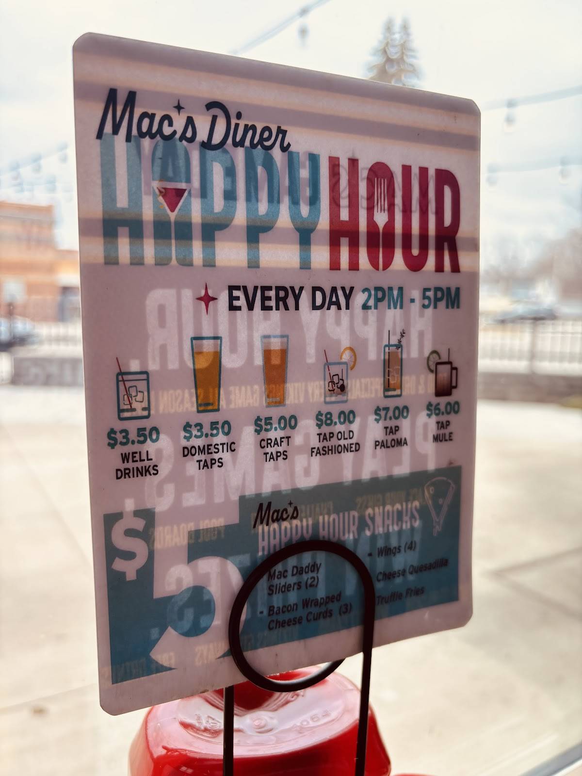 Menu at Mac's Diner restaurant, North Saint Paul