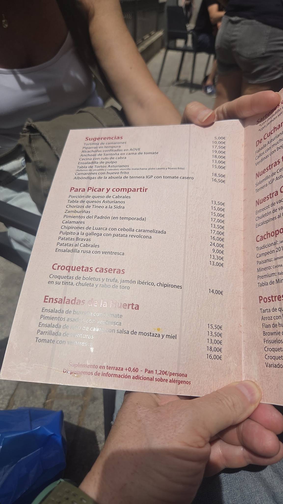 Carta del pub y bar La Cebada Casa Antonio, Madrid, Plaza Cebada