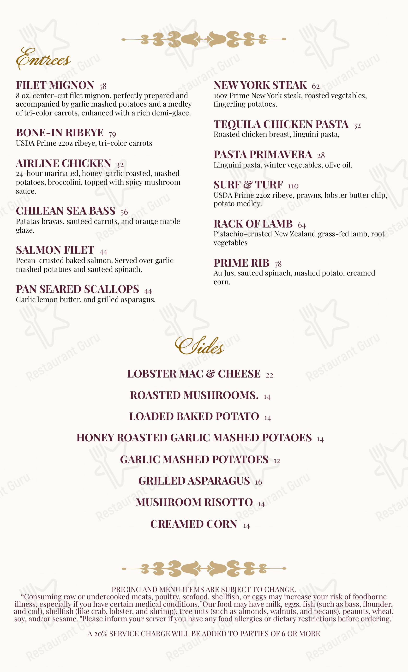 Menu at Magic Lamp Inn steakhouse, Rancho Cucamonga