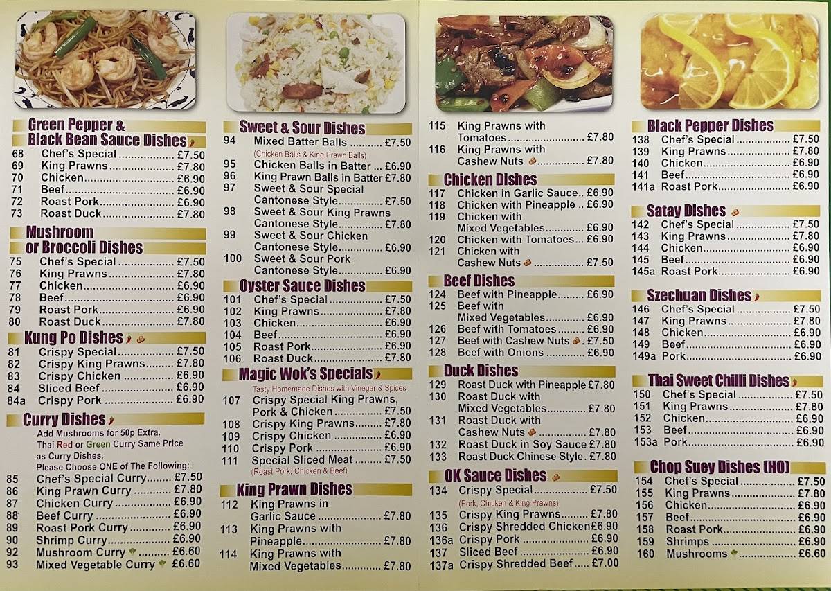 Carta del restaurante Magic Wok, Castleford