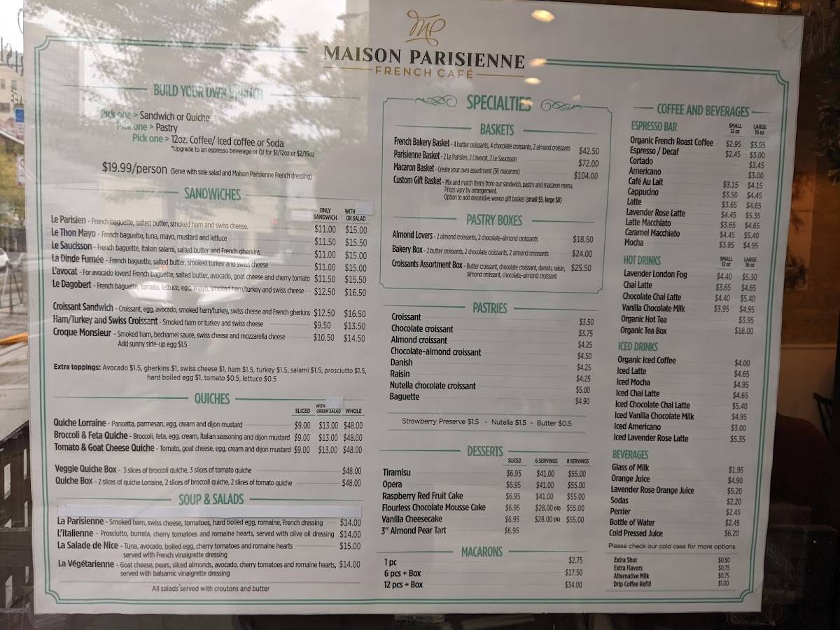 Menu at Maison Parisienne - French Café Clark St cafe, Chicago, N Clark St