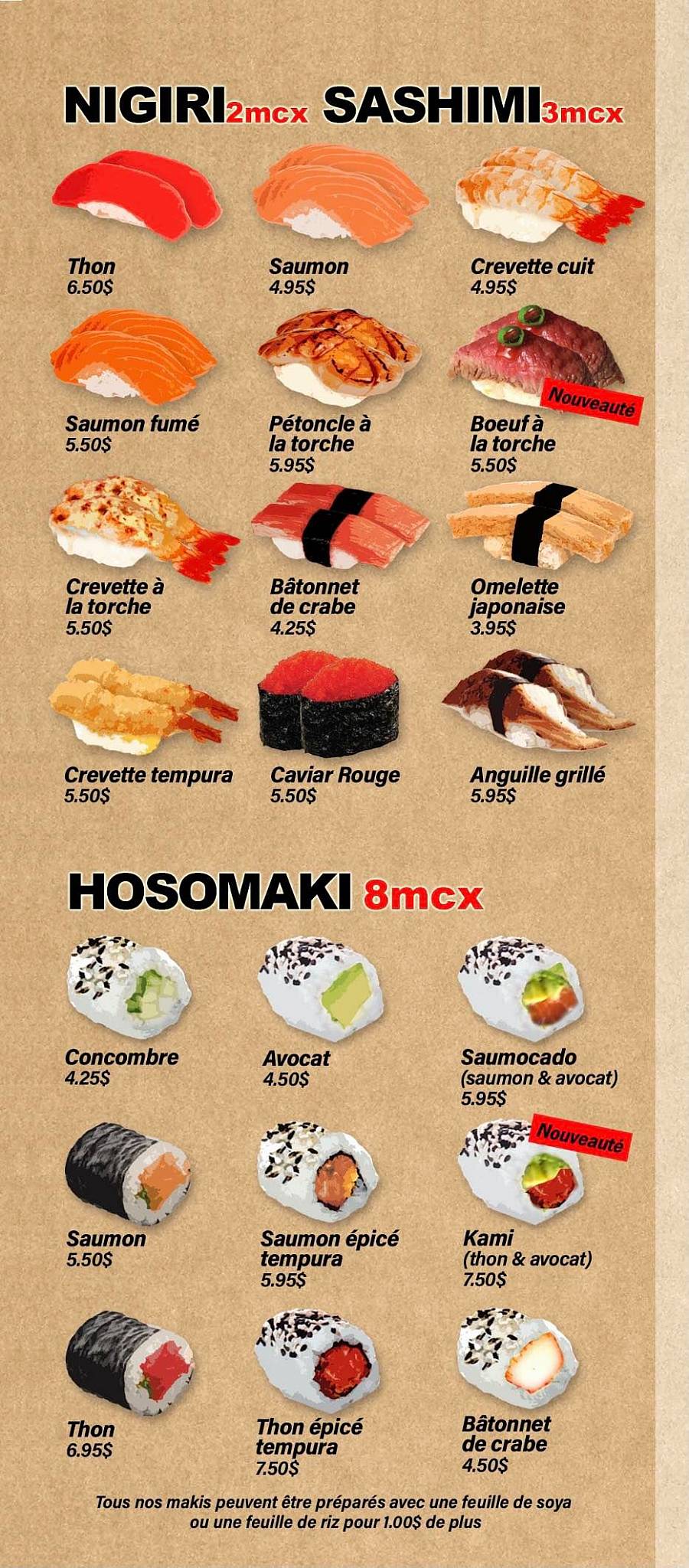 Menu au Maki Maki restaurant, Varennes
