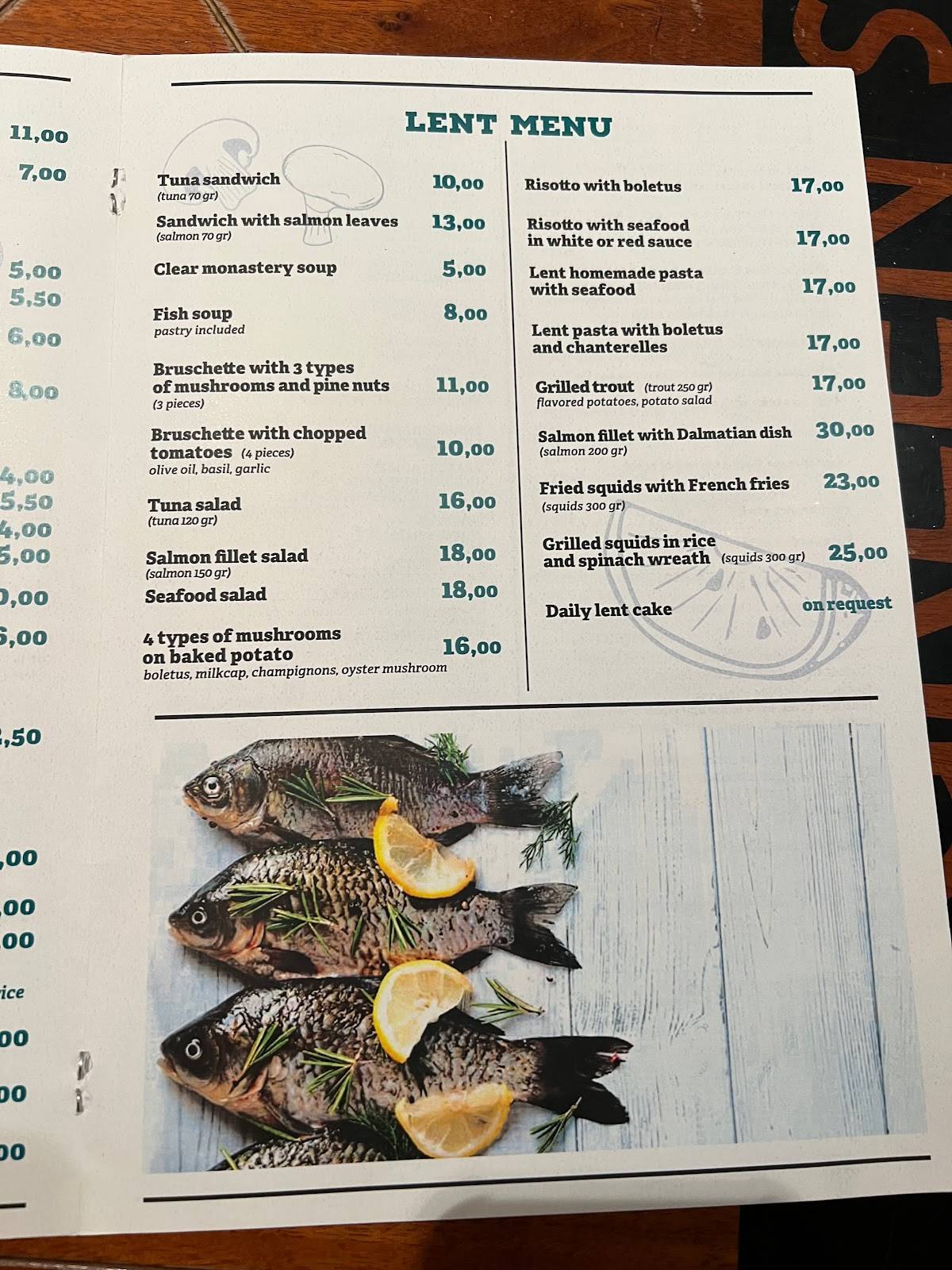 Menu at Mala Stanica restaurant, Banja Luka, Aleja Svetog Save 69