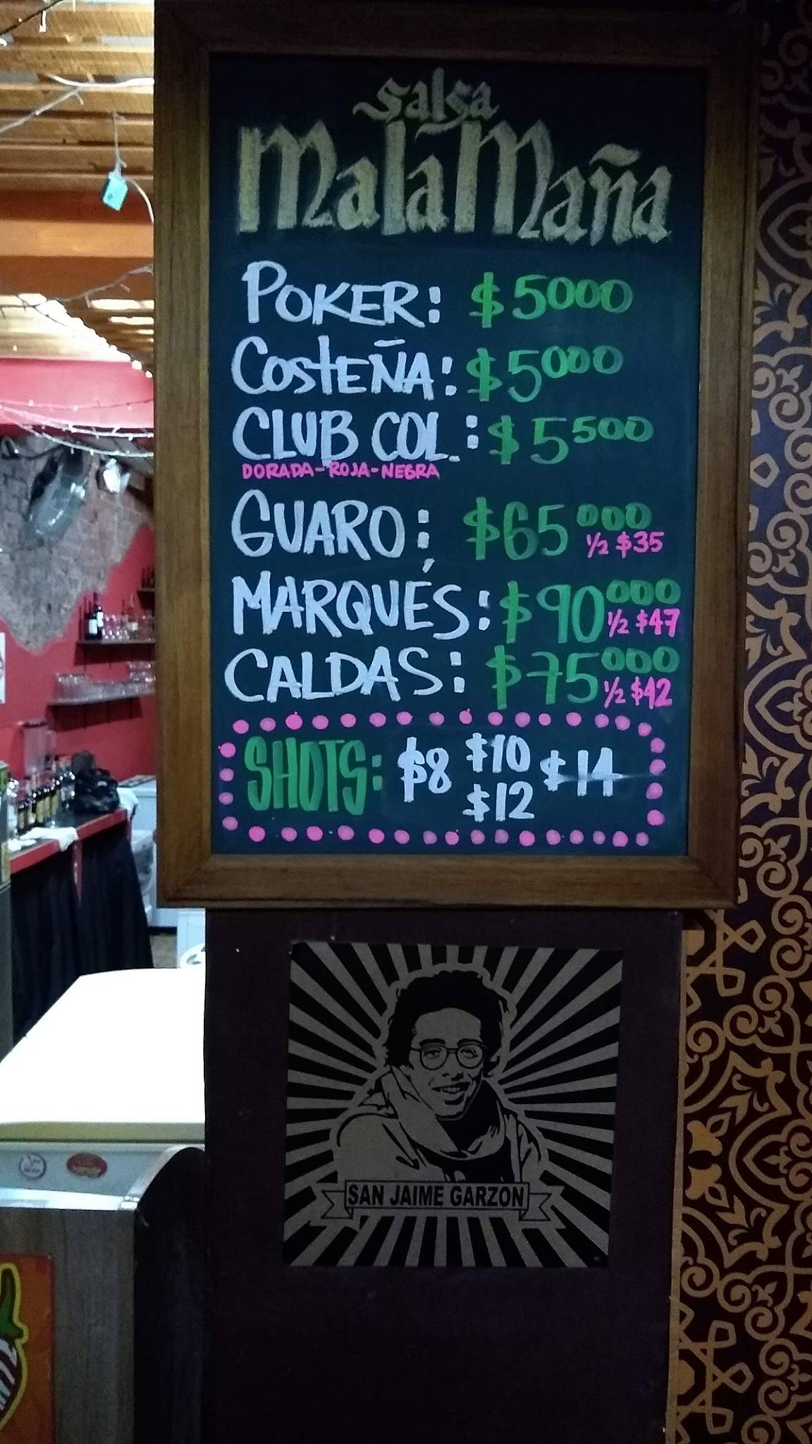 Carta de MalaMaña Salsa Bar, Cali