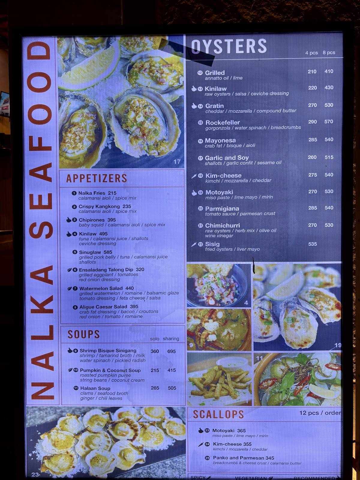 Menu at Nalka Seafood and Oyster Bar, Malay