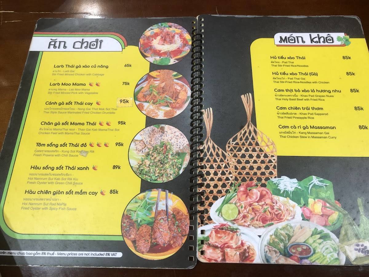 Menu at Mama Thái restaurant, Ho Chi Minh City, 150/8B Nguyễn Trãi