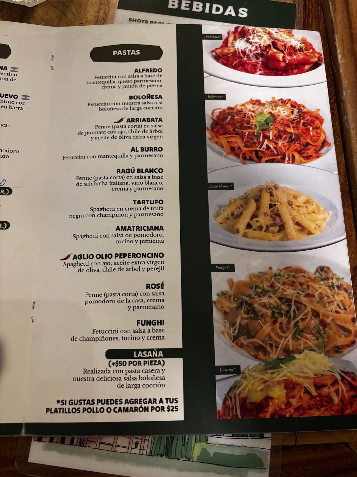 Menu at Mamalinda “Del Codo” restaurant, Aguascalientes
