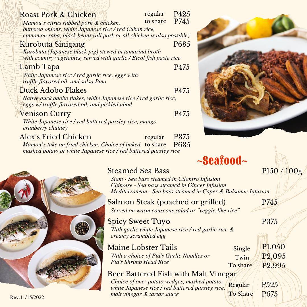 Menu at Mamou - A Home Kitchen steakhouse, Taguig, Mcarthur Avenue ...