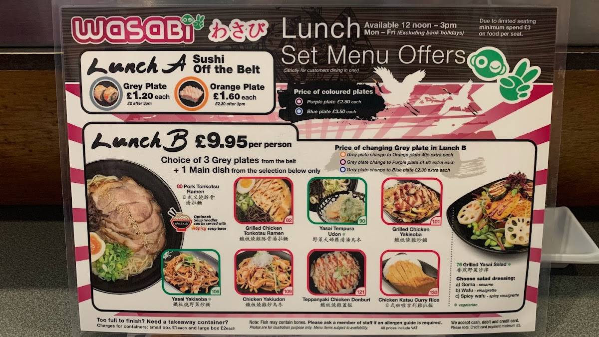 Menu at WAZUZHI (formerly Wasabi) restaurant, Manchester, 63 Faulkner St
