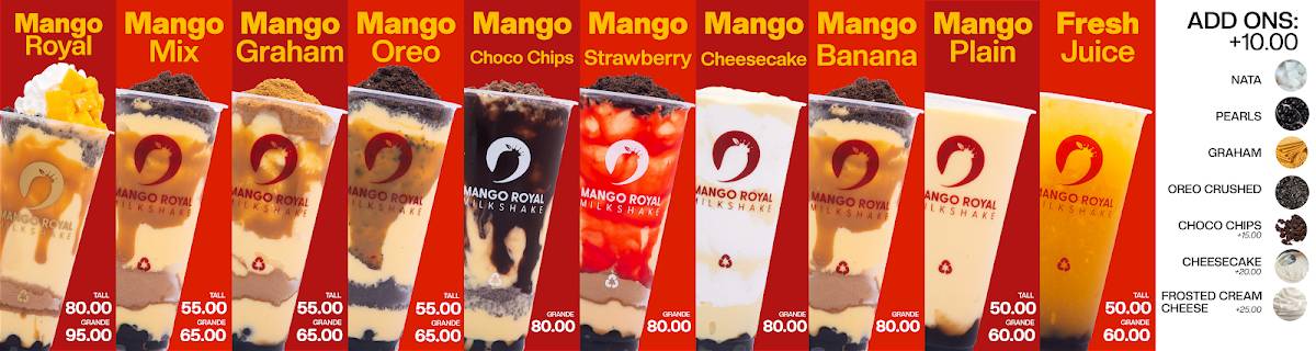 Menu at Mango Royal Milkshake - Mabuhay City, Mamatid cafe, Cabuyao