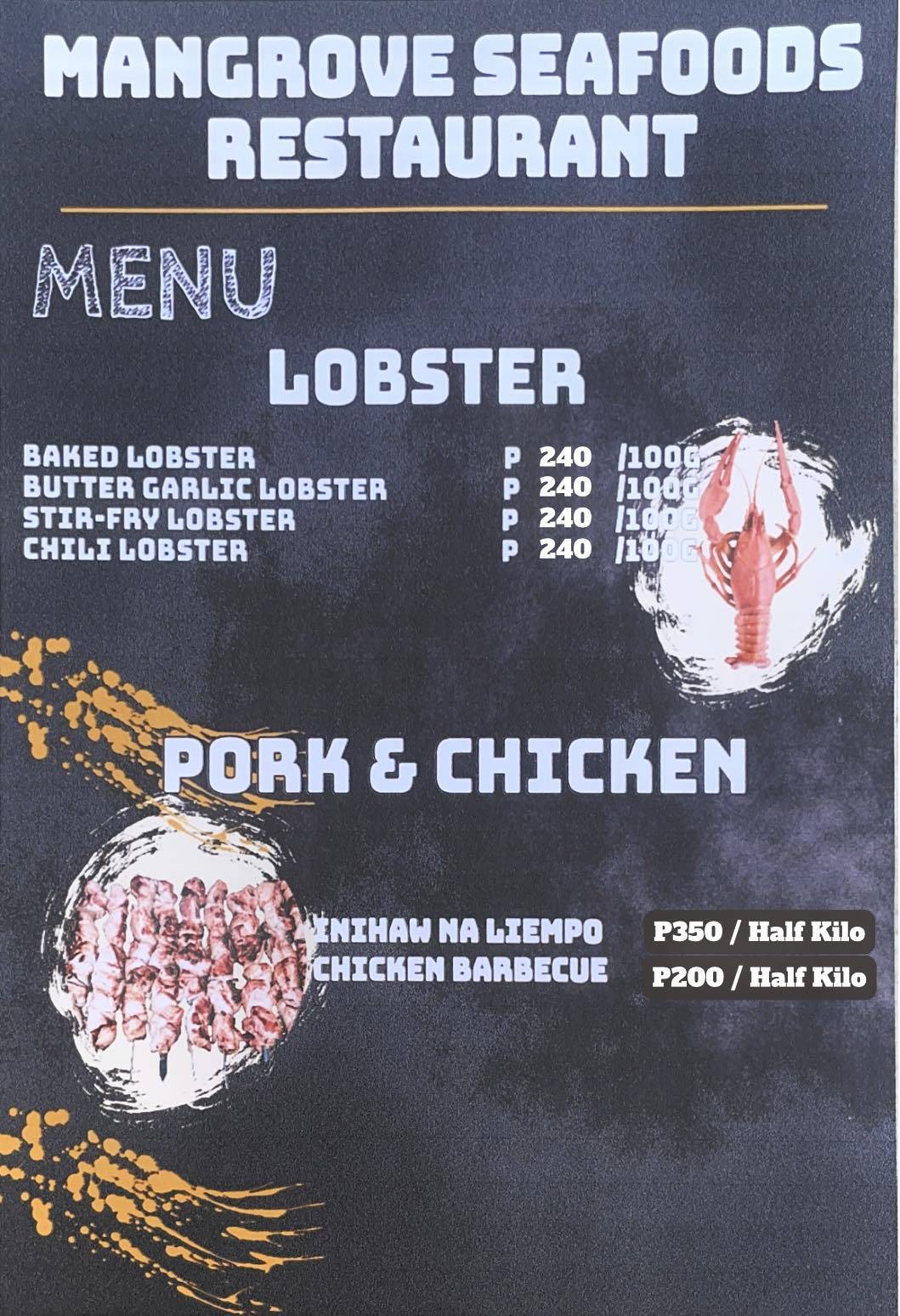 Menu at Mangrove Seafoods Restaurant, Sariaya
