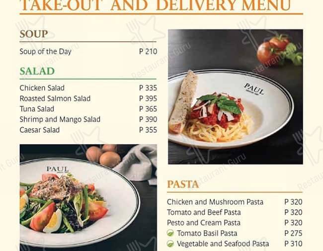 Menu at Paul restaurant, Makati, 1210 Amorsolo Dr