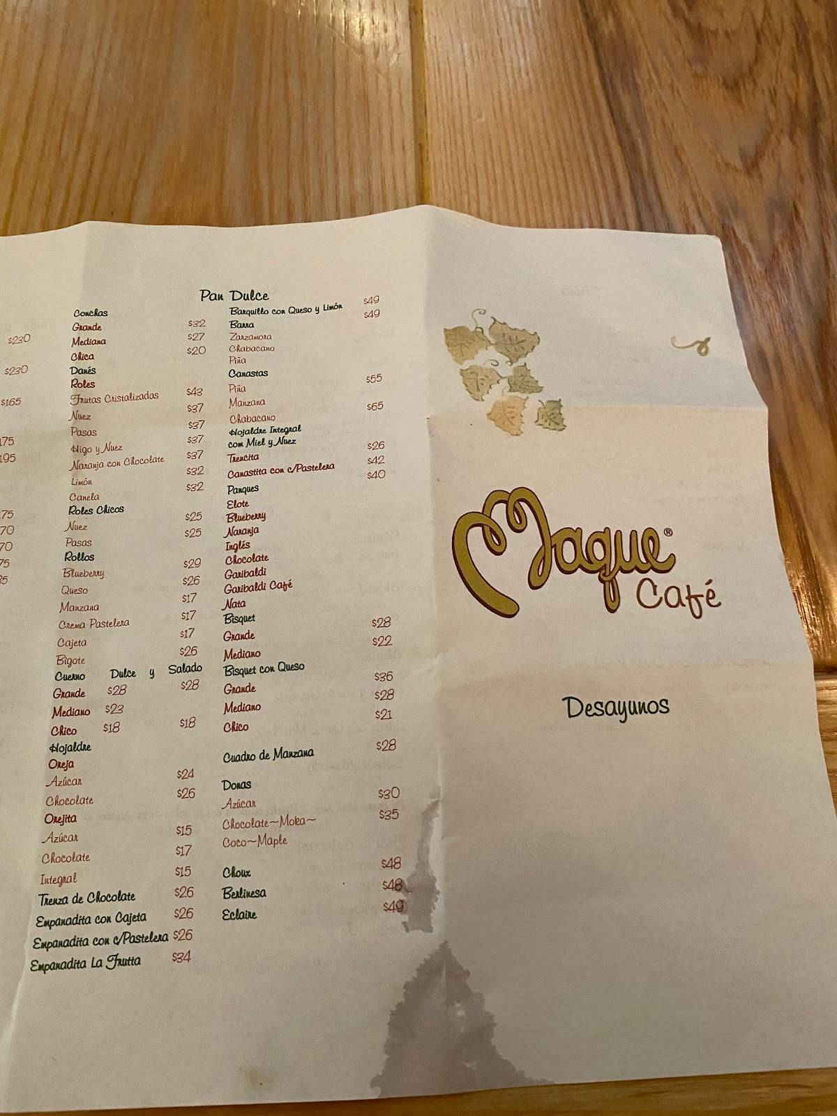 Carta de MAQUE café, Ciudad de México, Calle Ozuluama 4