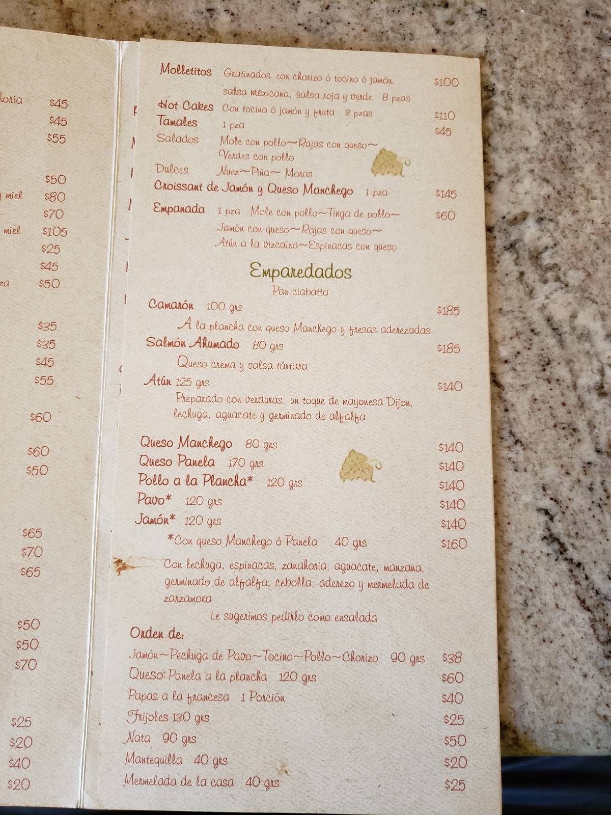 Carta de MAQUE café, Ciudad de México, Calle Ozuluama 4