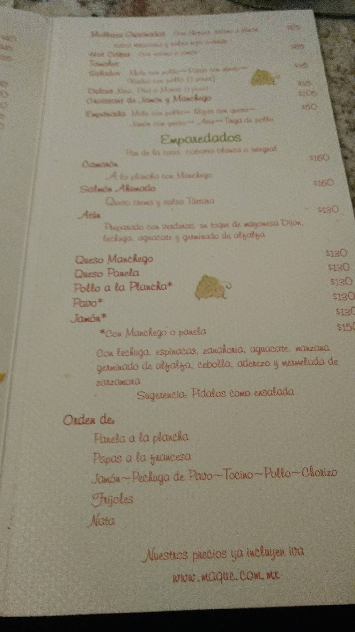 Carta de MAQUE café, Ciudad de México, Calle Ozuluama 4
