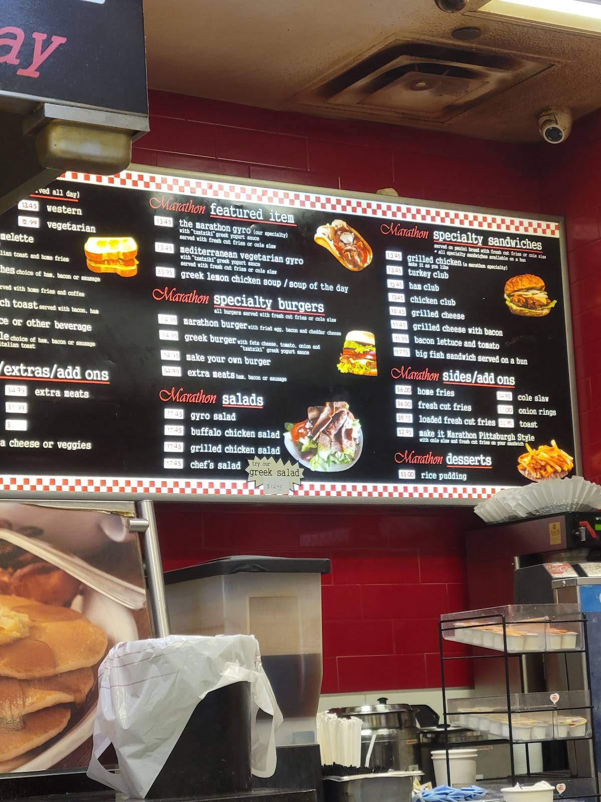 Menu at Marathon Diner restaurant, Moon