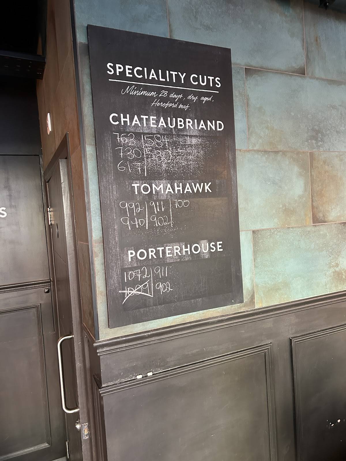 Menu at Marble Steakhouse, Bridgend