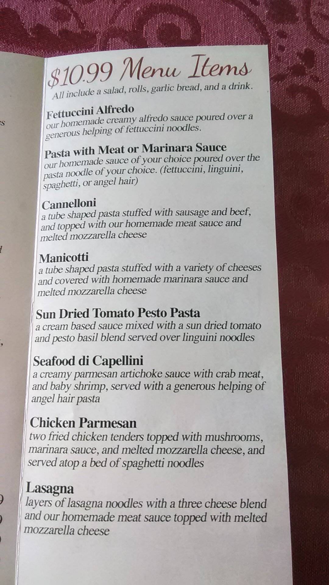 Menu at Margo's Mediterranean Cuisine restaurant, Griffin