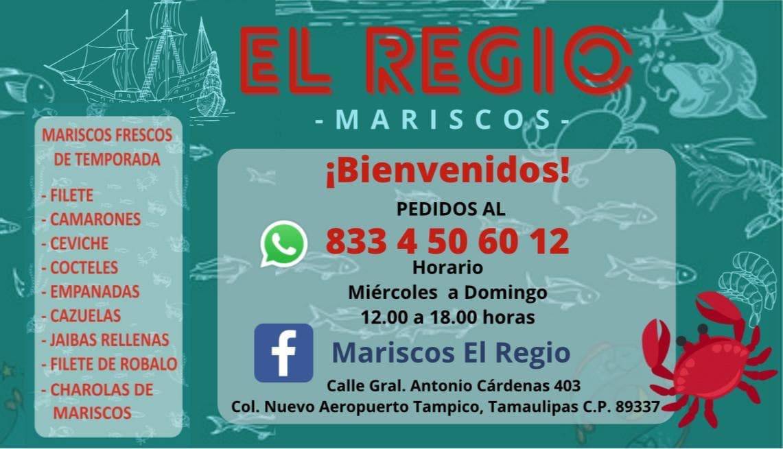 Menu at Mariscos El Regio restaurant, Tampico