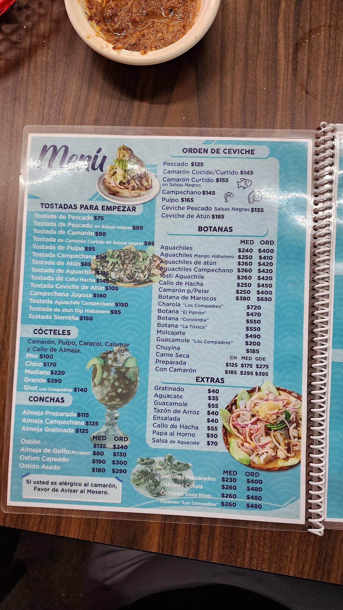 Carta del restaurante Mariscos Los Compadres, Mexicali, Av Pdte Gómez ...