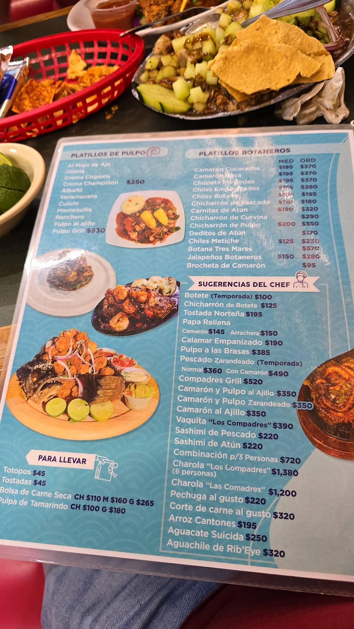 Menu at Mariscos Los Compadres restaurant, Mexicali, Av Pdte Gómez ...