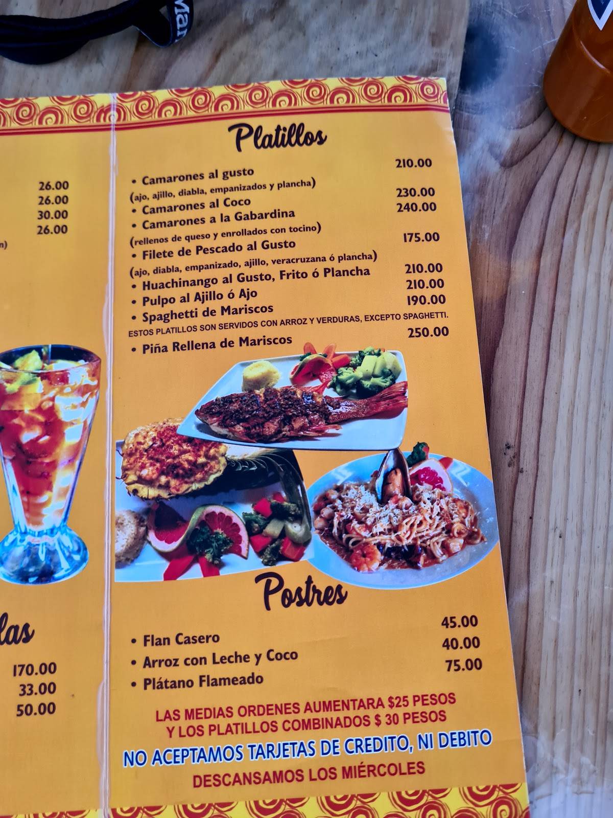 Menu at Mariscos el Guero restaurant, Puerto Vallarta, C. Fco. I ...