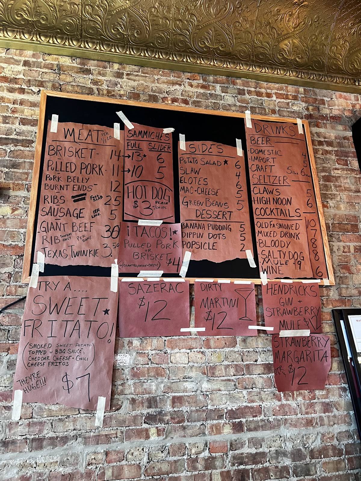 Menu at Matt's Barbecue, Lemont