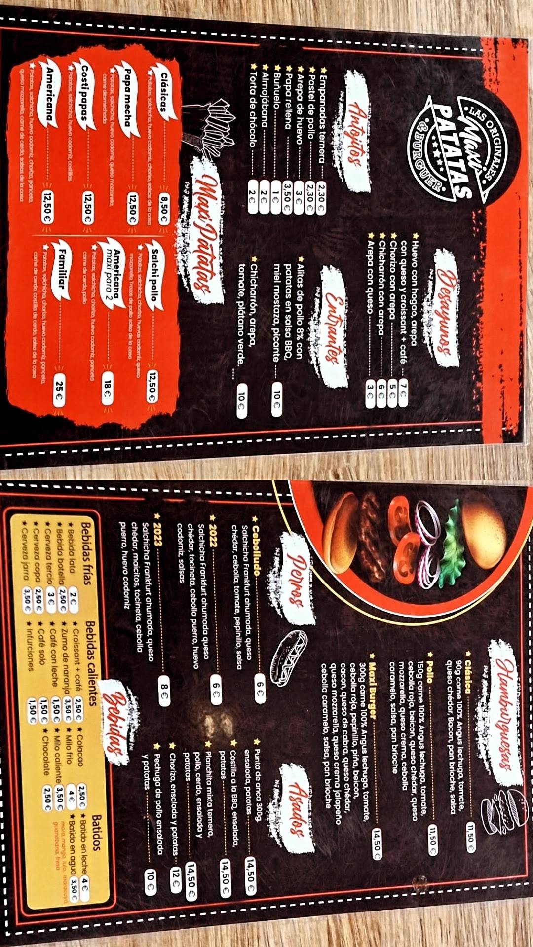 Carta del restaurante Maxi Patatas & Burguer, Madrid
