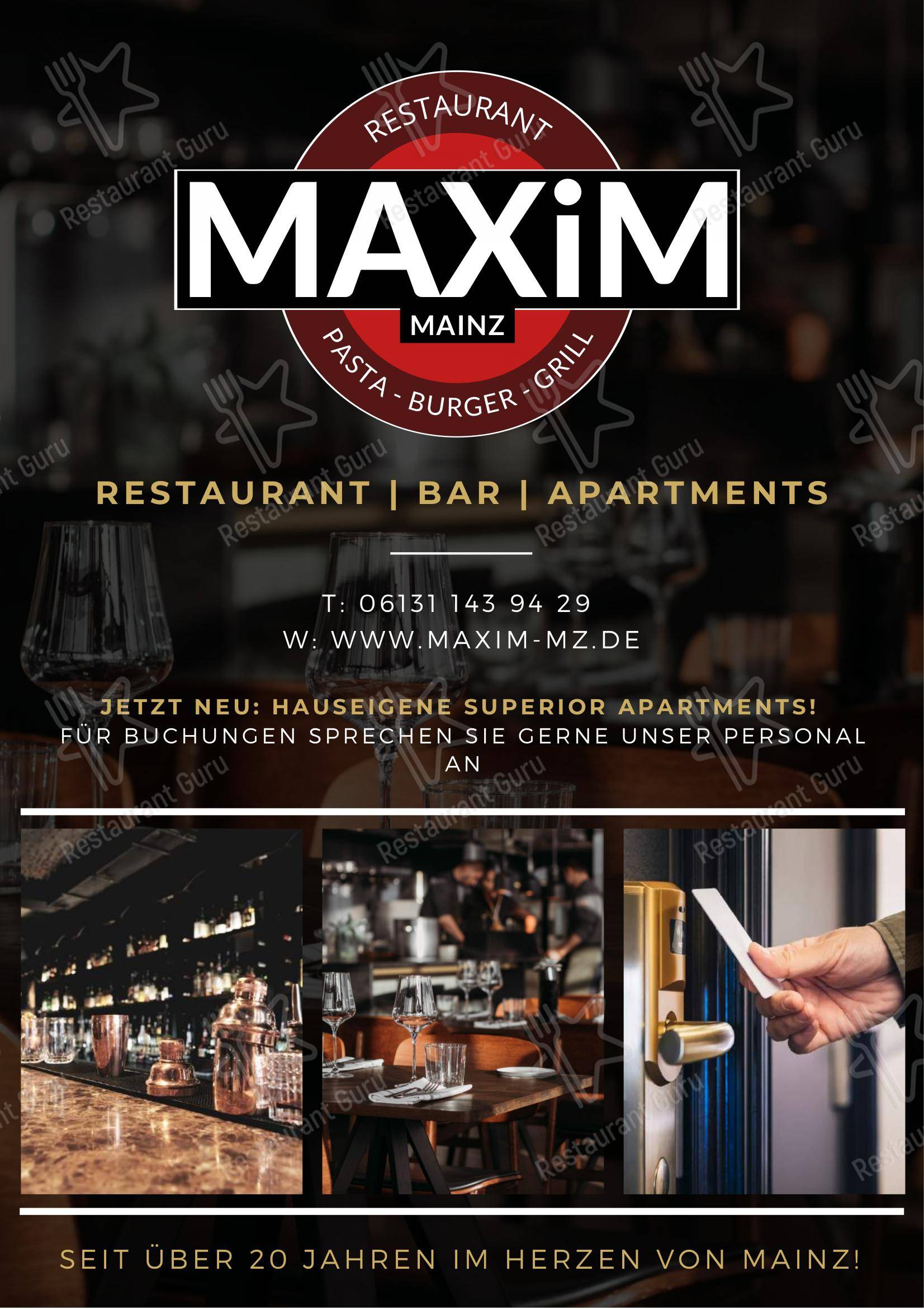 Speisekarte von Maxim - Restaurant, Mainz