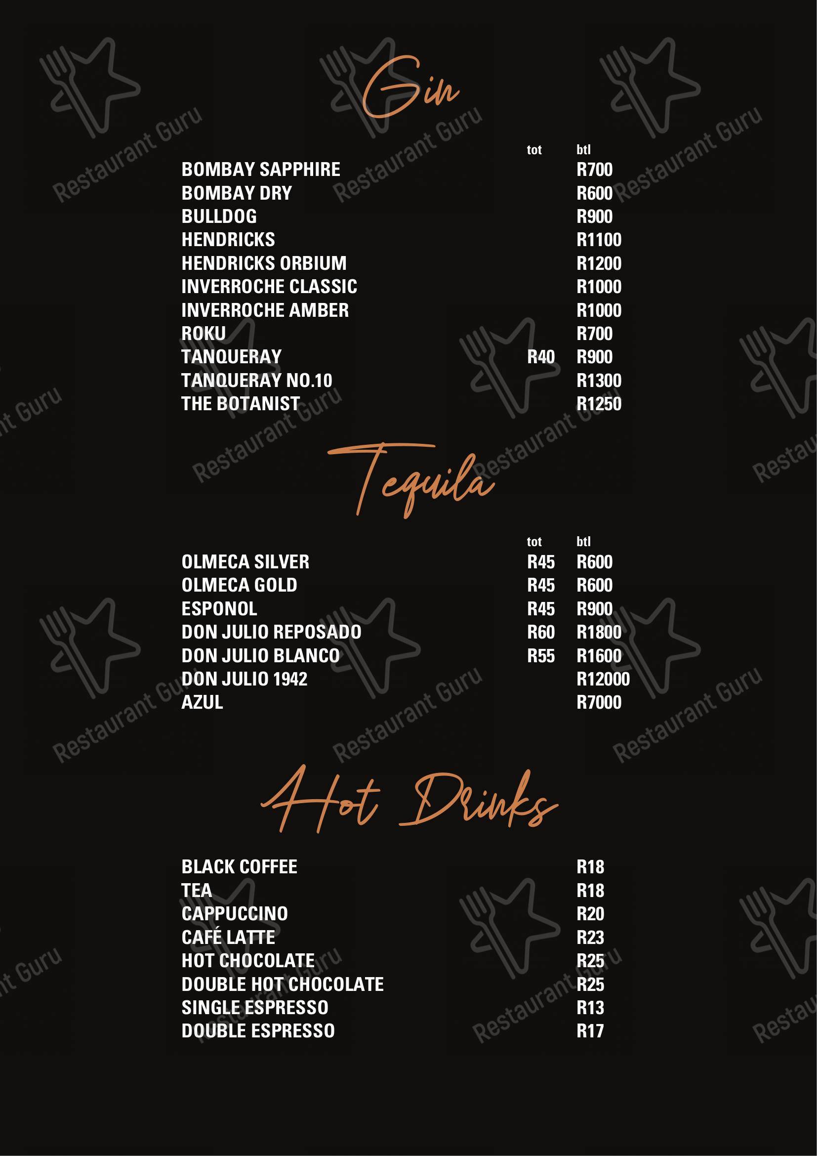 Menu at Max's Lifestyle pub & bar, Durban, Durban