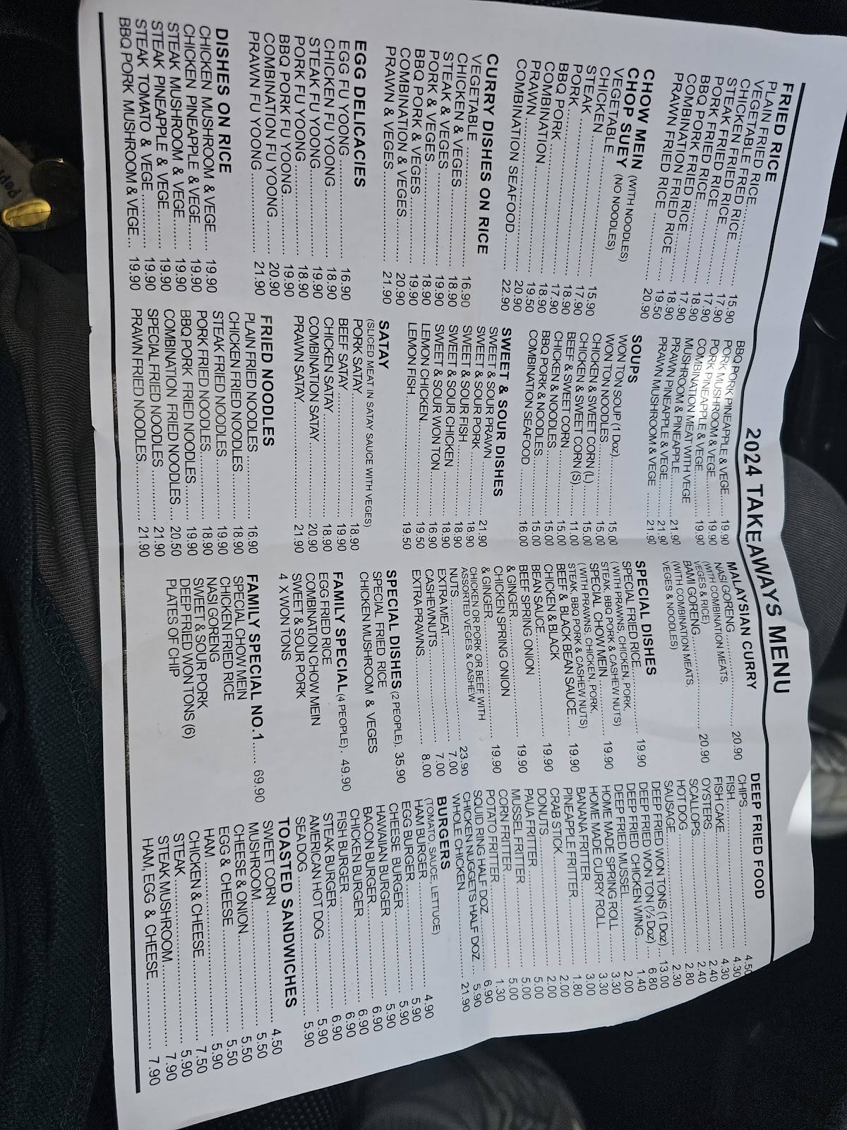 Menu at May Wah Takeaways fast food, Auckland