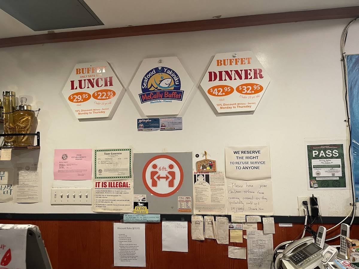 Menu at McCully Buffet BBQ, Honolulu