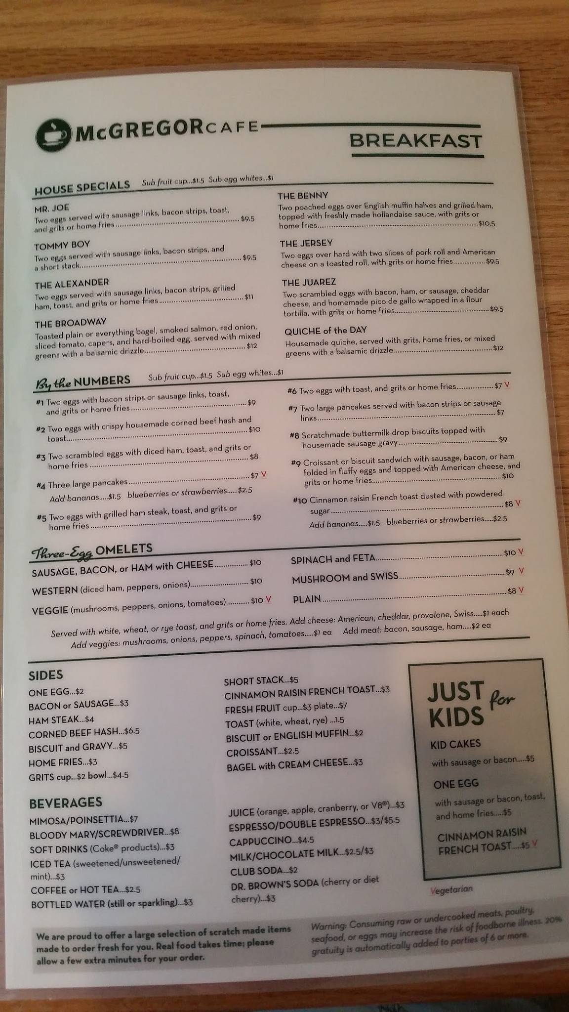 Menu at McGregor Cafe, Fort Myers, McGregor Blvd