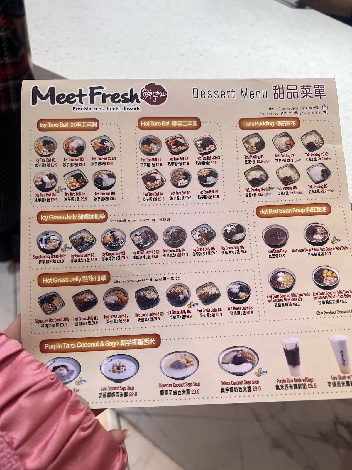 Menu at Meet Fresh desserts, London