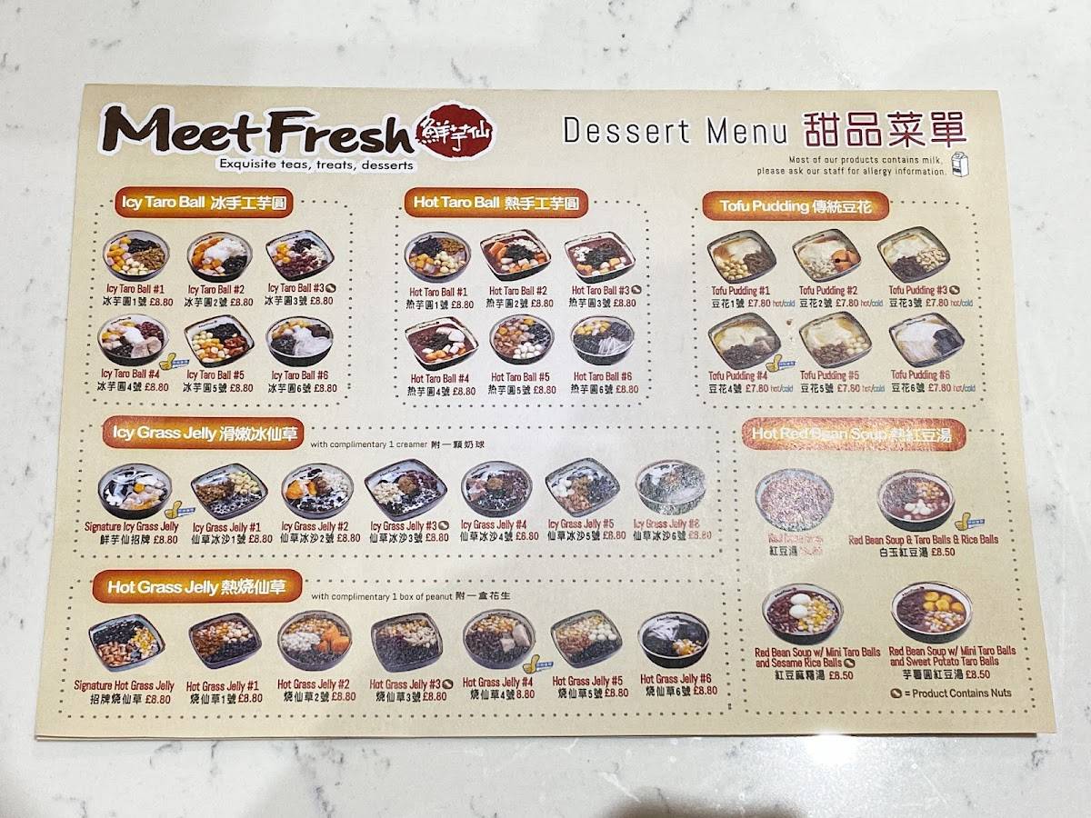 Menu at Meet Fresh restaurant, London