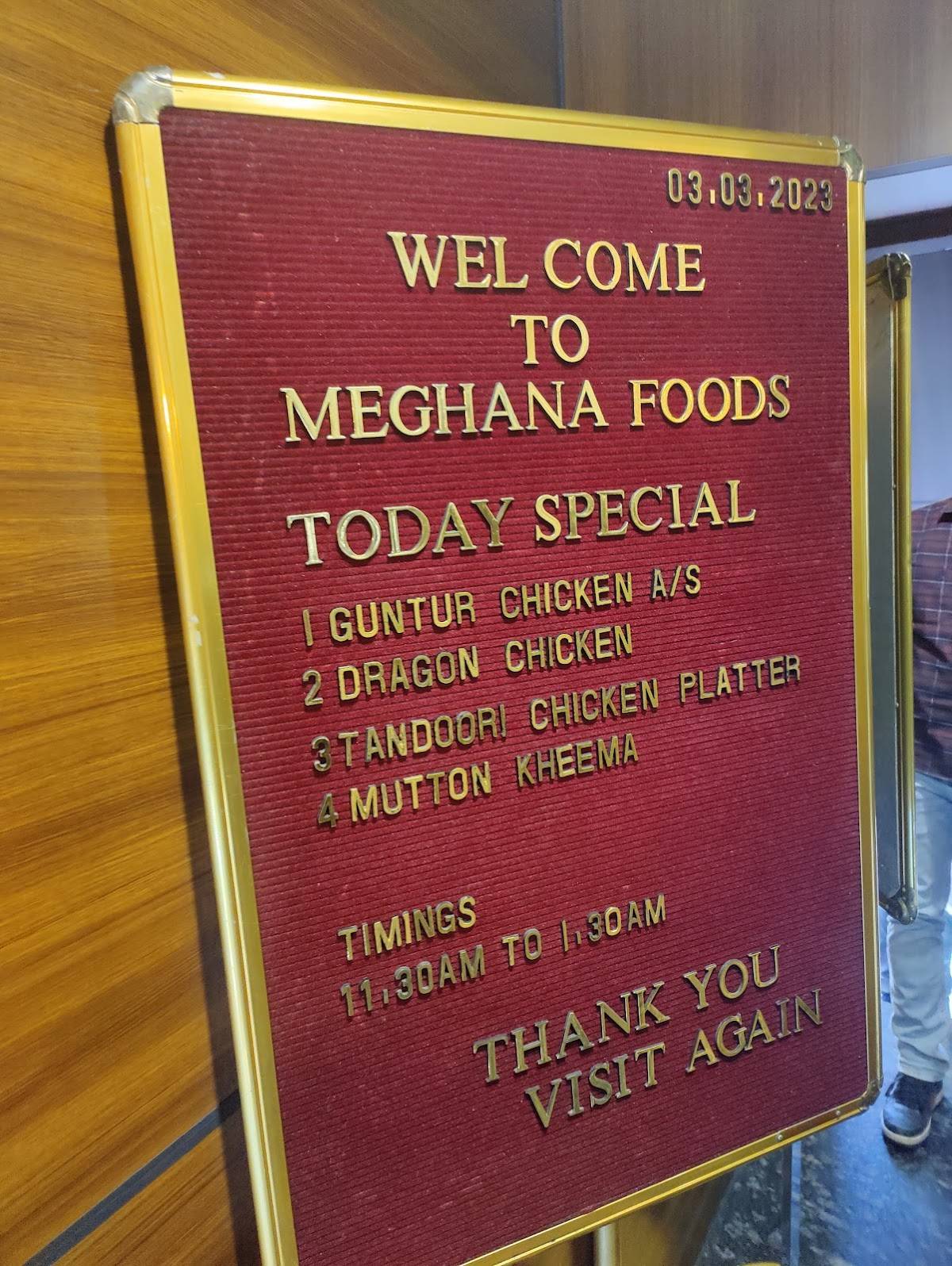 Menu at Meghana Foods Residency Road, Bengaluru, Jayalakshmi Chambers