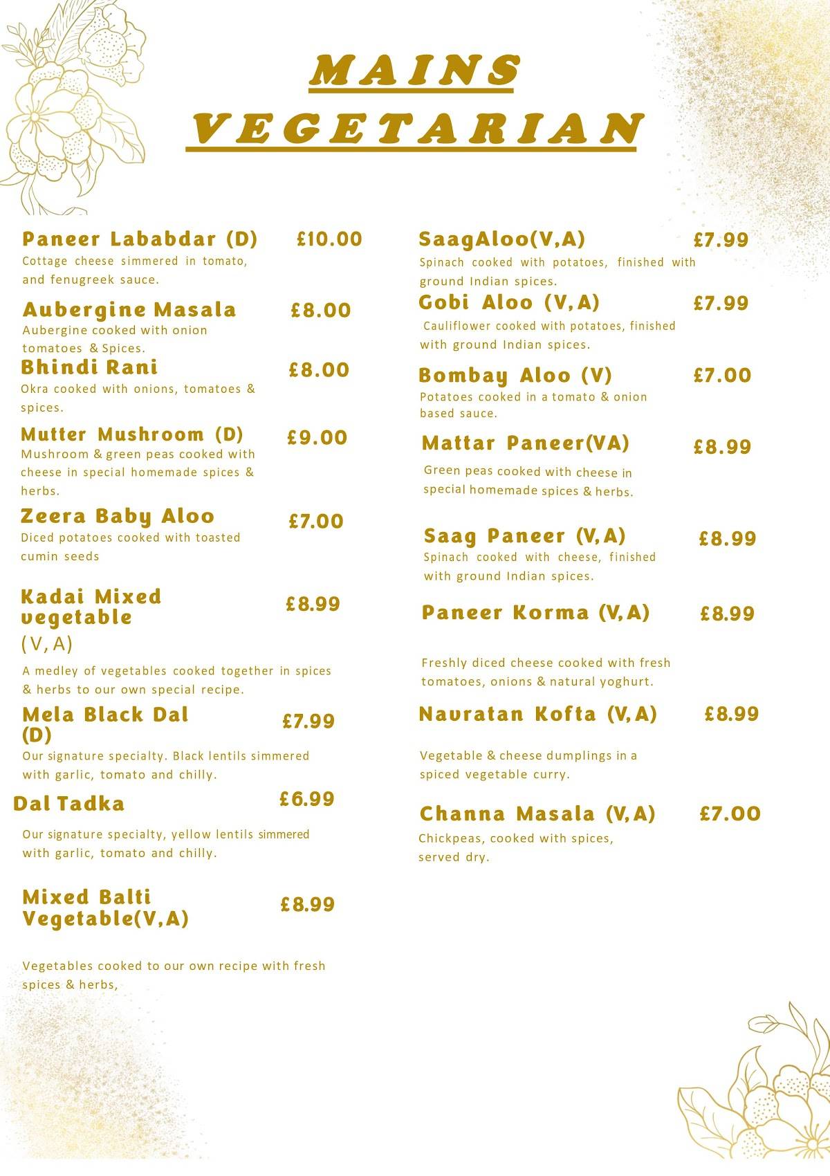 Menu at Mela Restaurant Fine Dining Restaurant in Ealing Best Indian ...