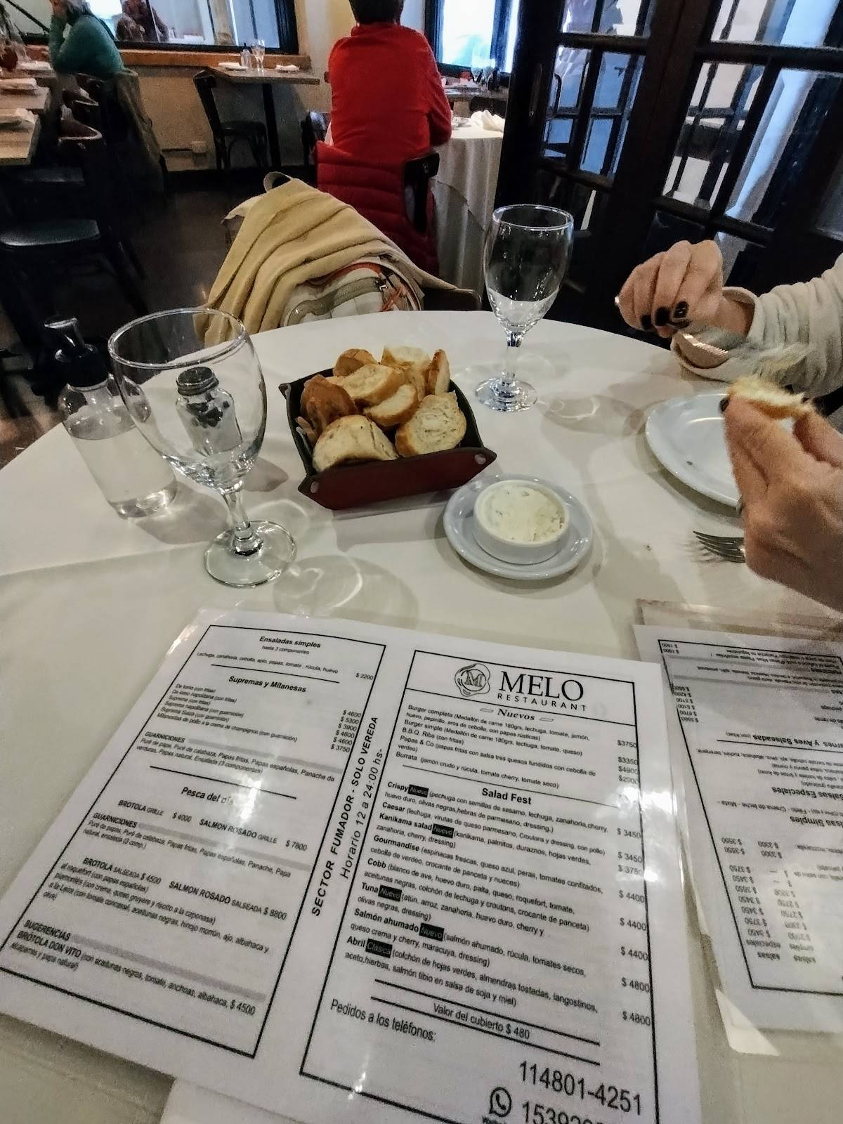 Carta del restaurante Melo, Buenos Aires, José Andrés Pacheco del Melo 1833