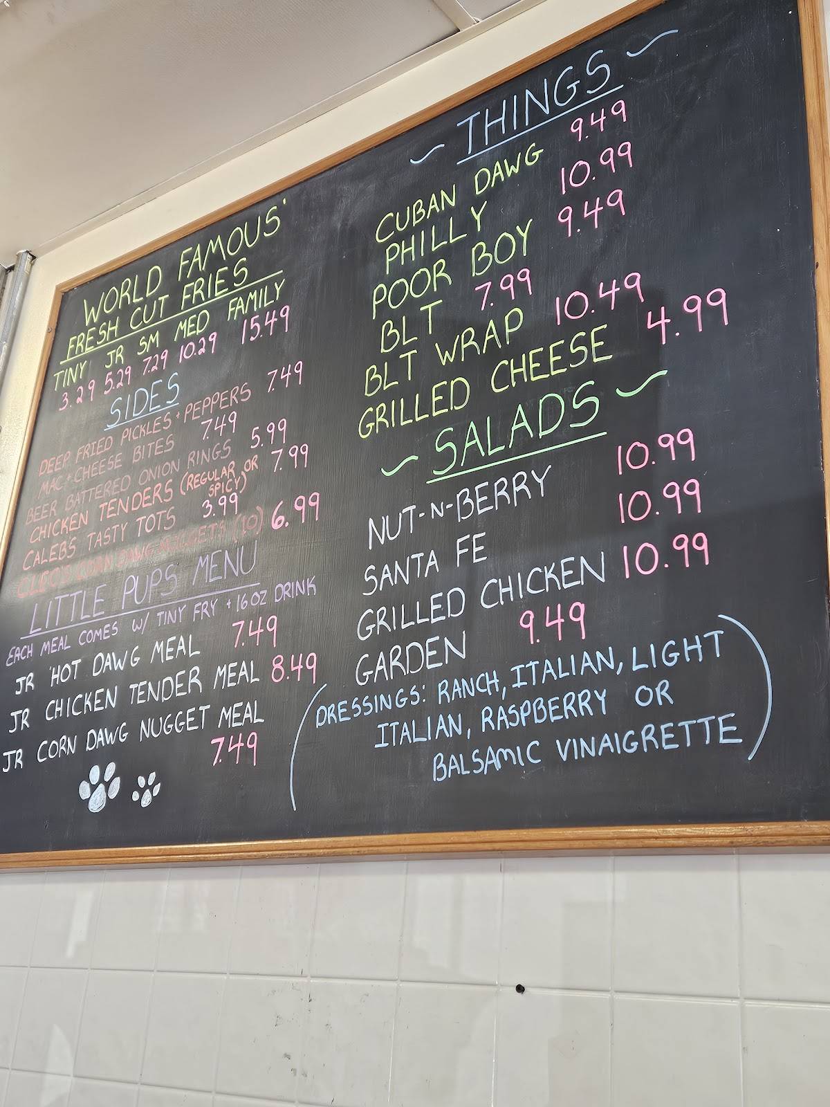 Menu at Scooter's World Famous Dawg House restaurant, Mentor