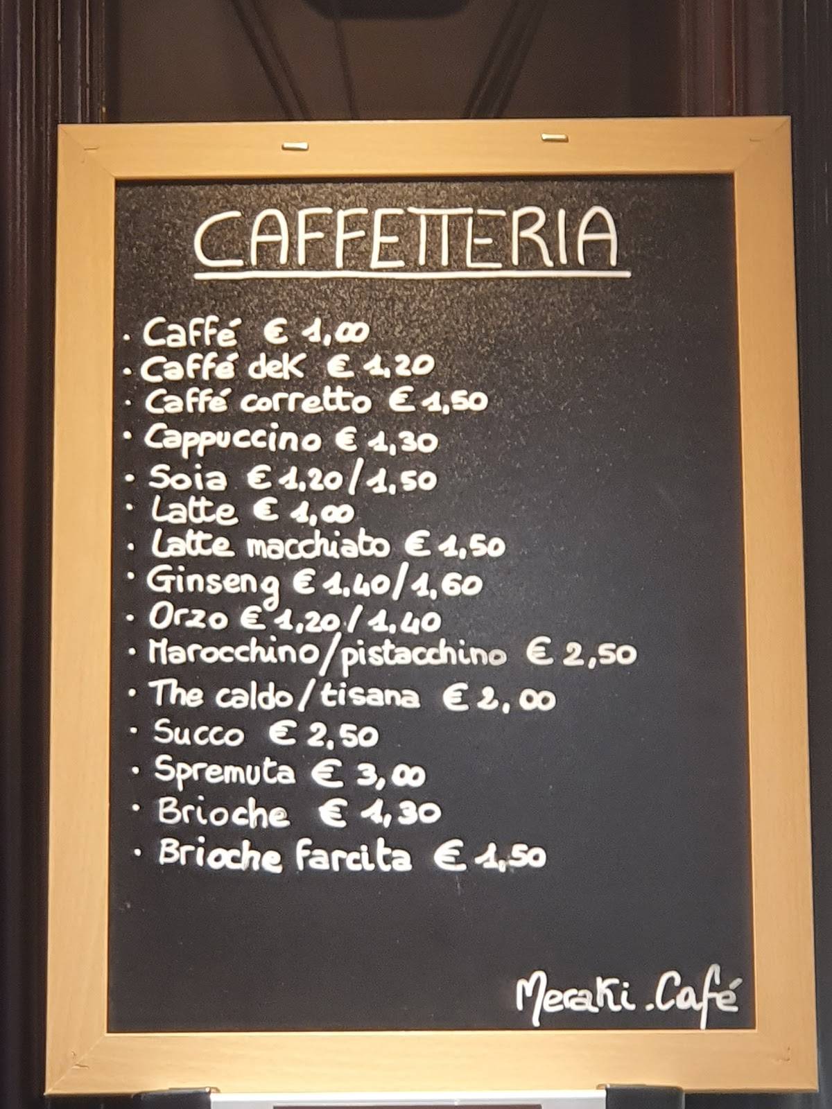 Menu da Meraki cafè pub & bar, Torino