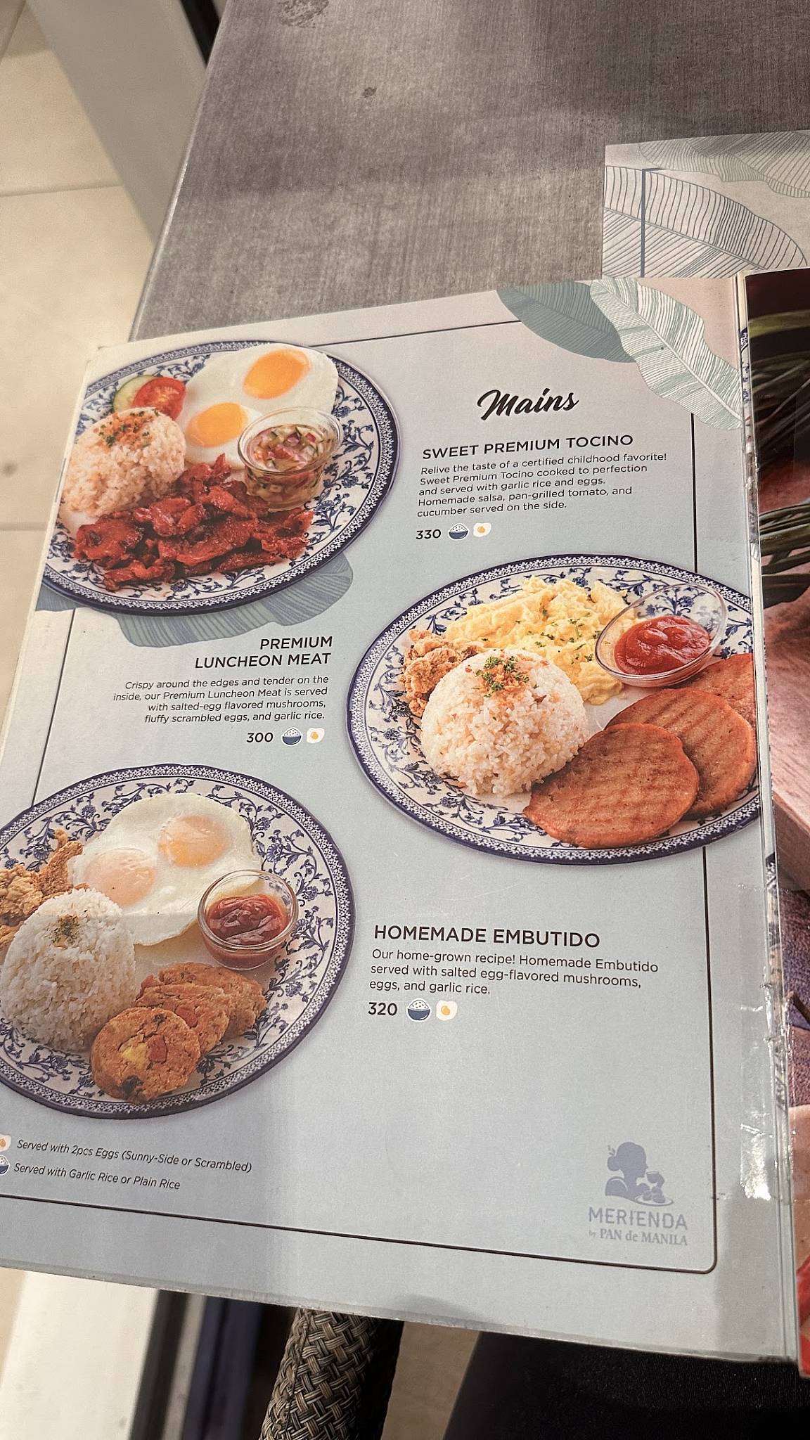 Menu at Merienda by Pan de Manila restaurant, Pasig
