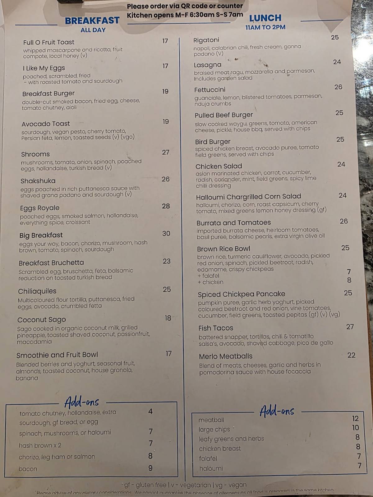 Menu at Merlo Coffee Cafe Bowen Hills, Bowen Hills, 10 Thompson St