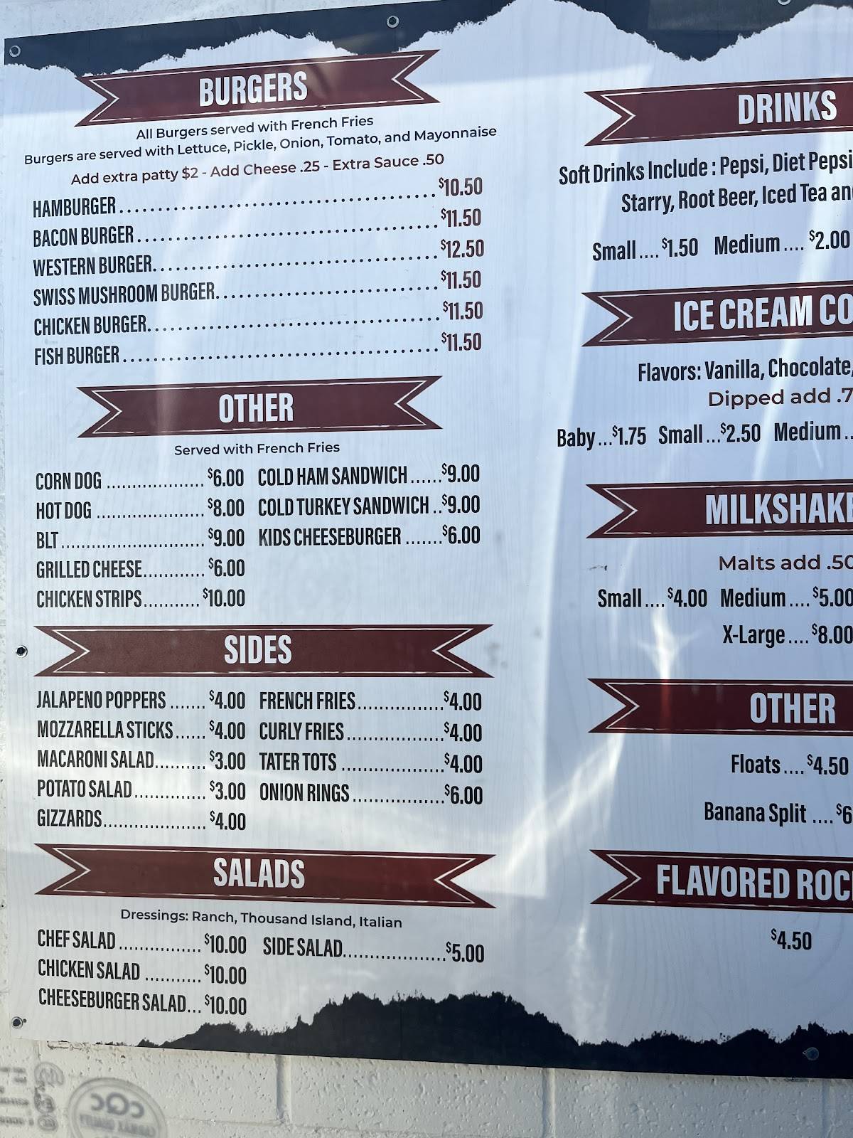 Menu at Polar Bear restaurant, Merrill