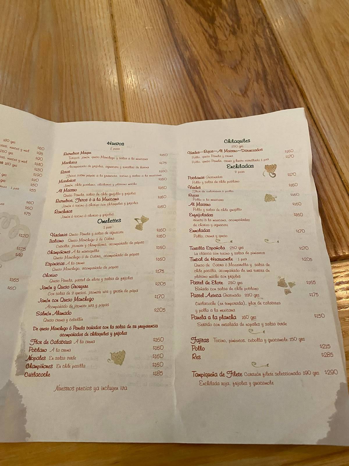 Carta de MAQUE café, Ciudad de México, Calle Ozuluama 4