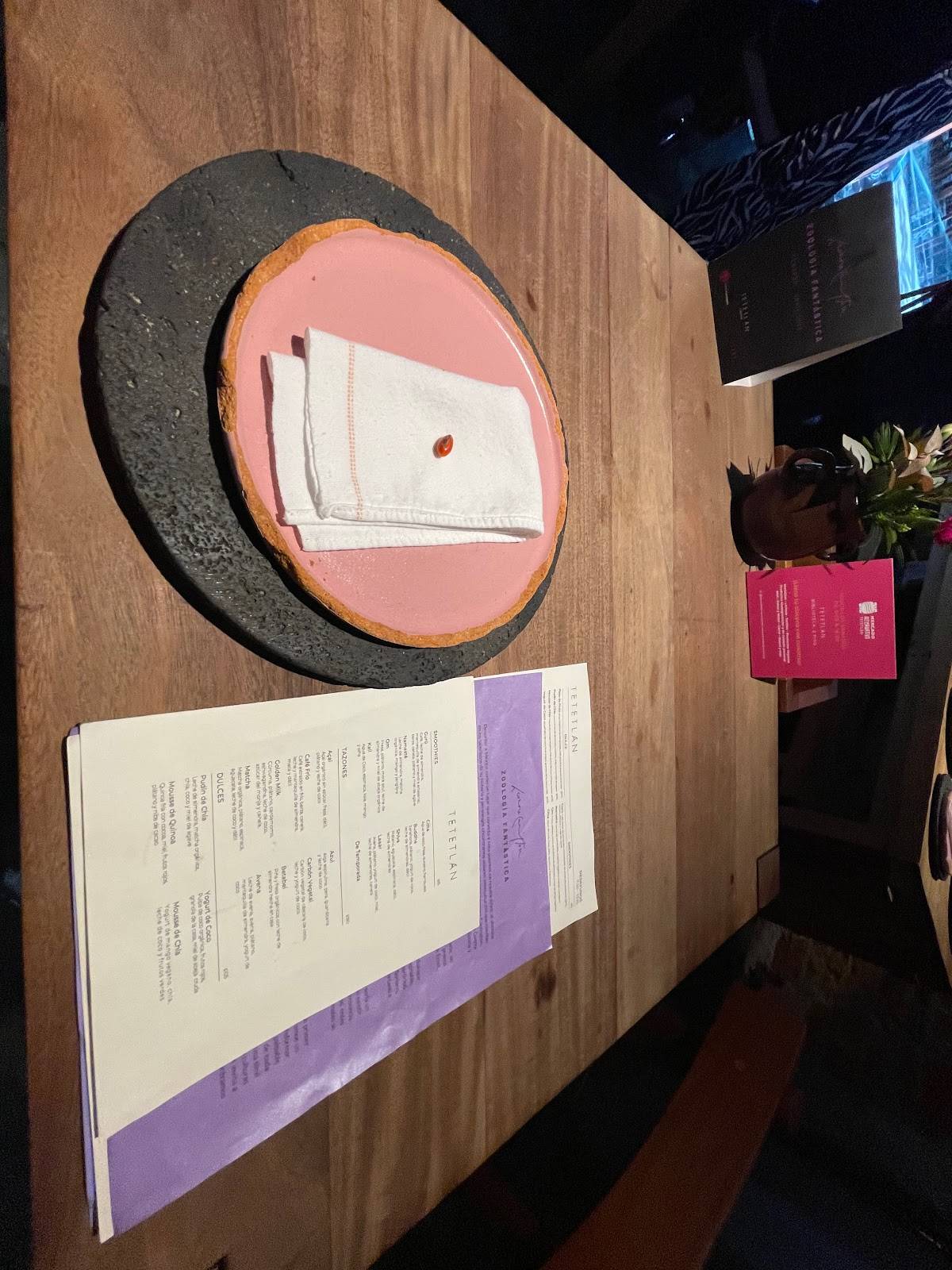 Carta del restaurante Tetetlán, Ciudad del México