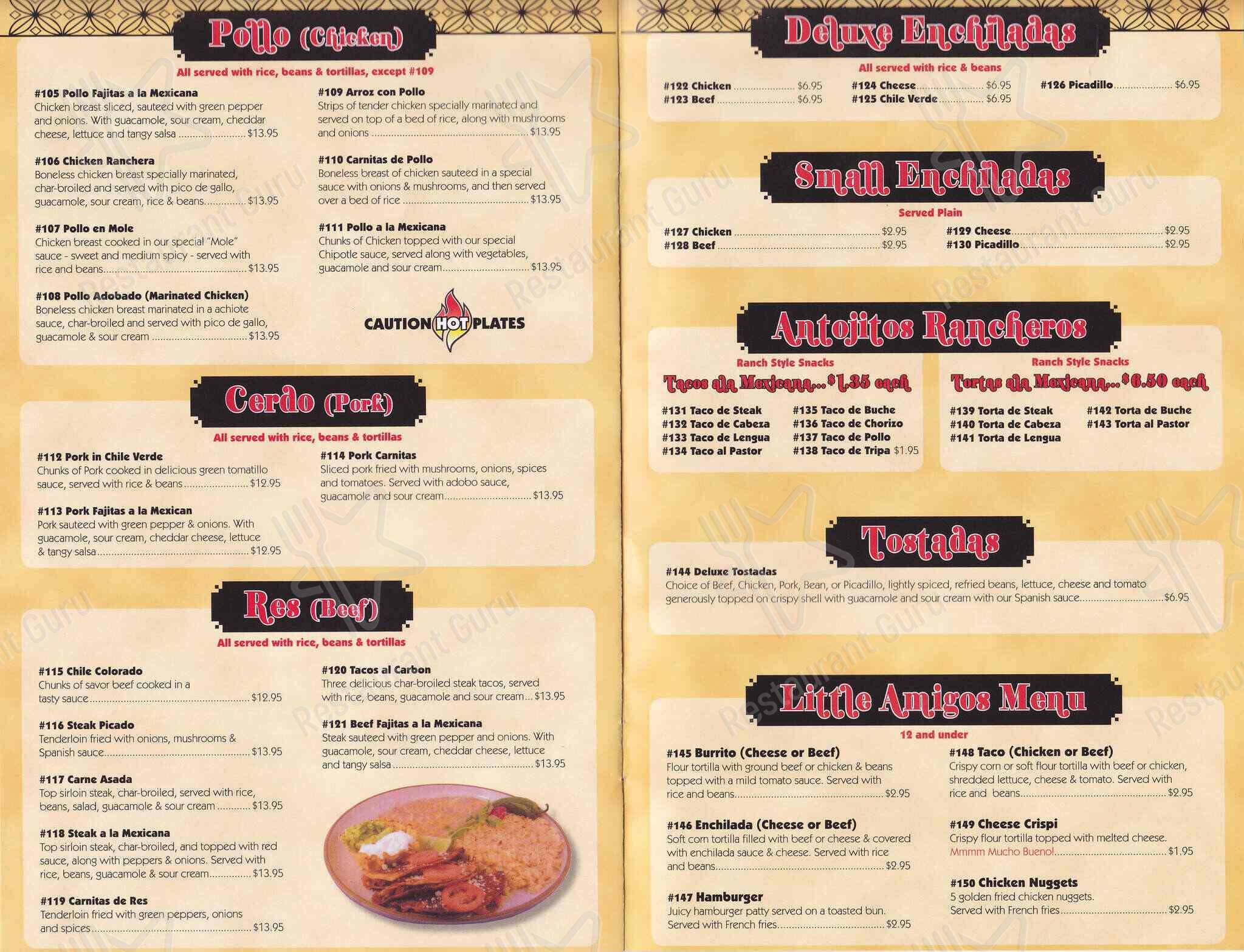 Menu at Mexico Lindo restaurant, Council Bluffs