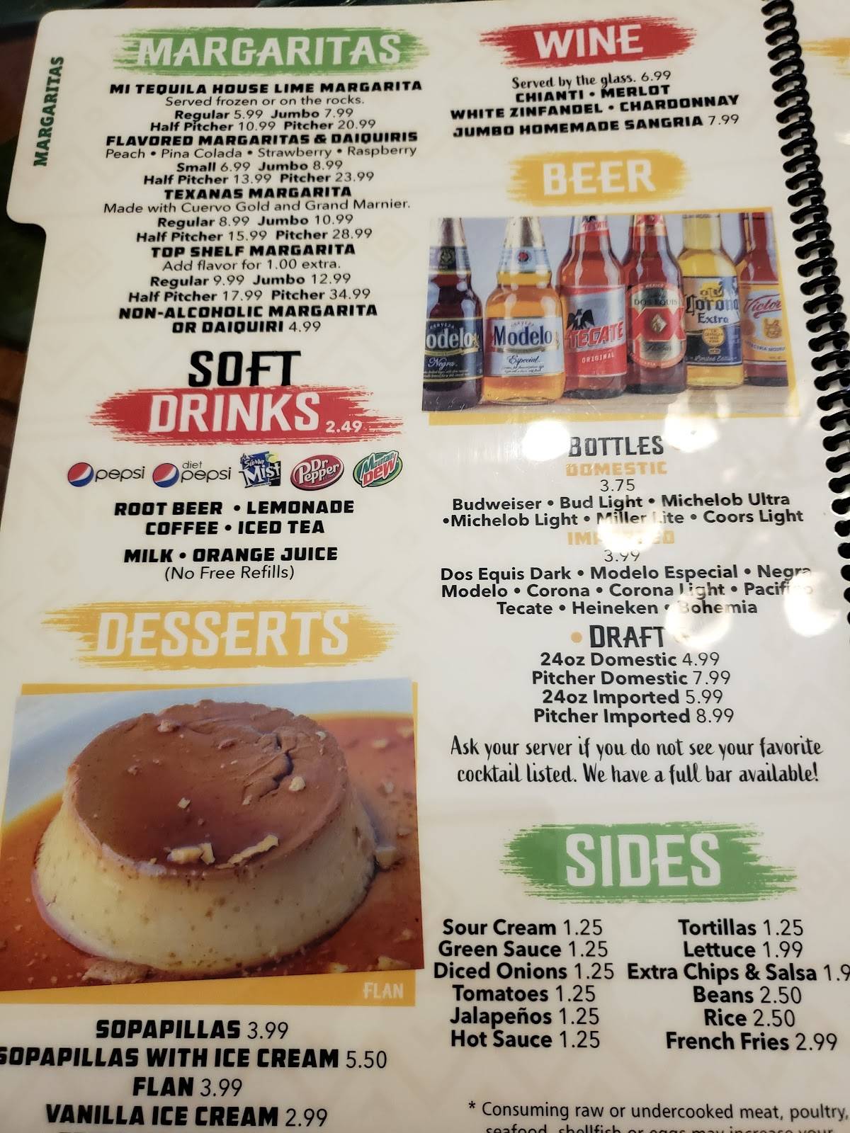 Menu at Mi-Tequila Mexican Restaurant, Findlay